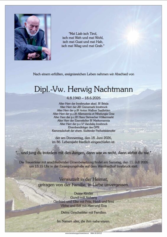 Herwig Nachtmann – Abschied von einem Kämpfer für Südtirols Freiheit ...